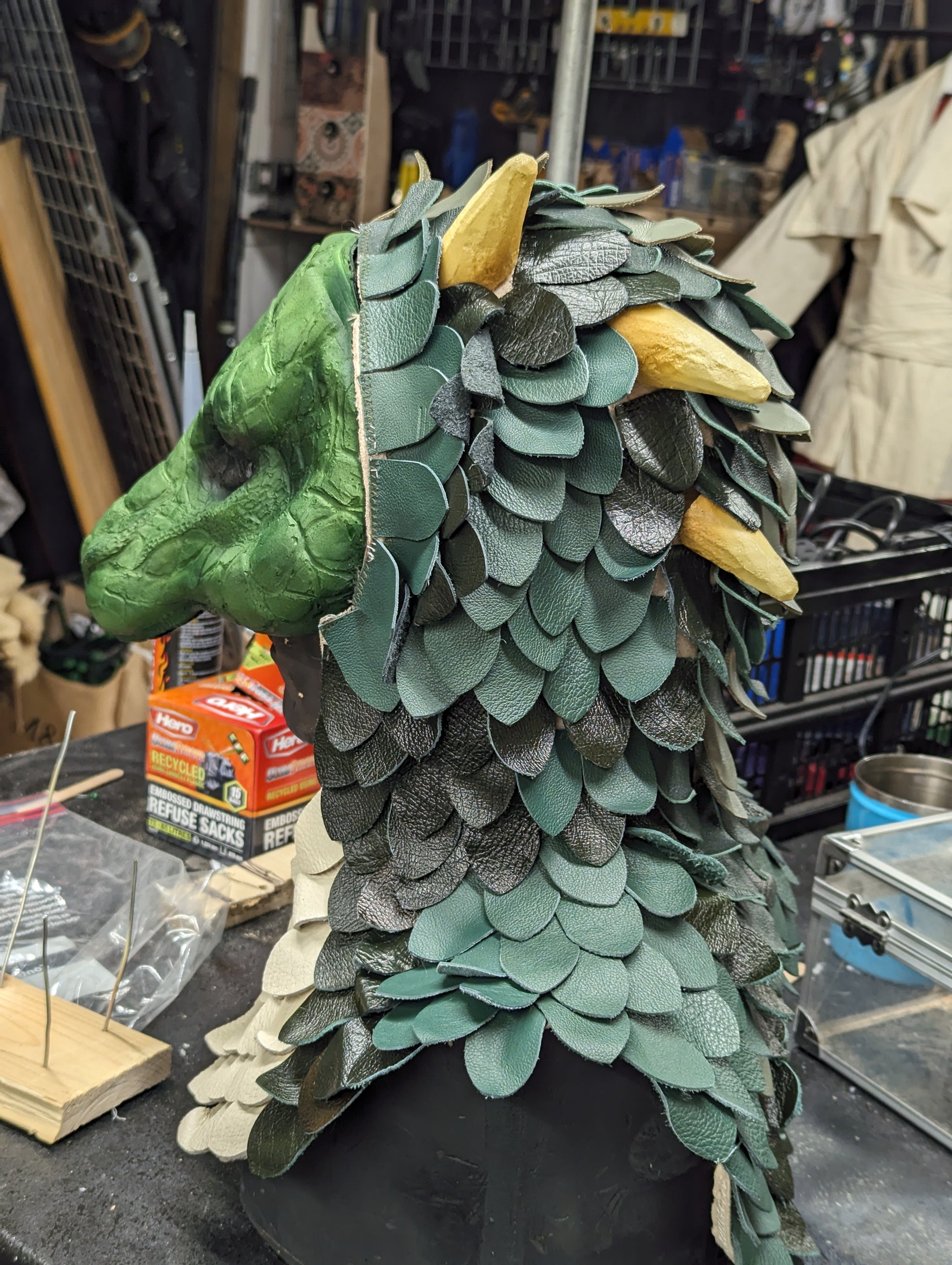 Custom painted LARP Scaled hooded mask – Runaway Workshop