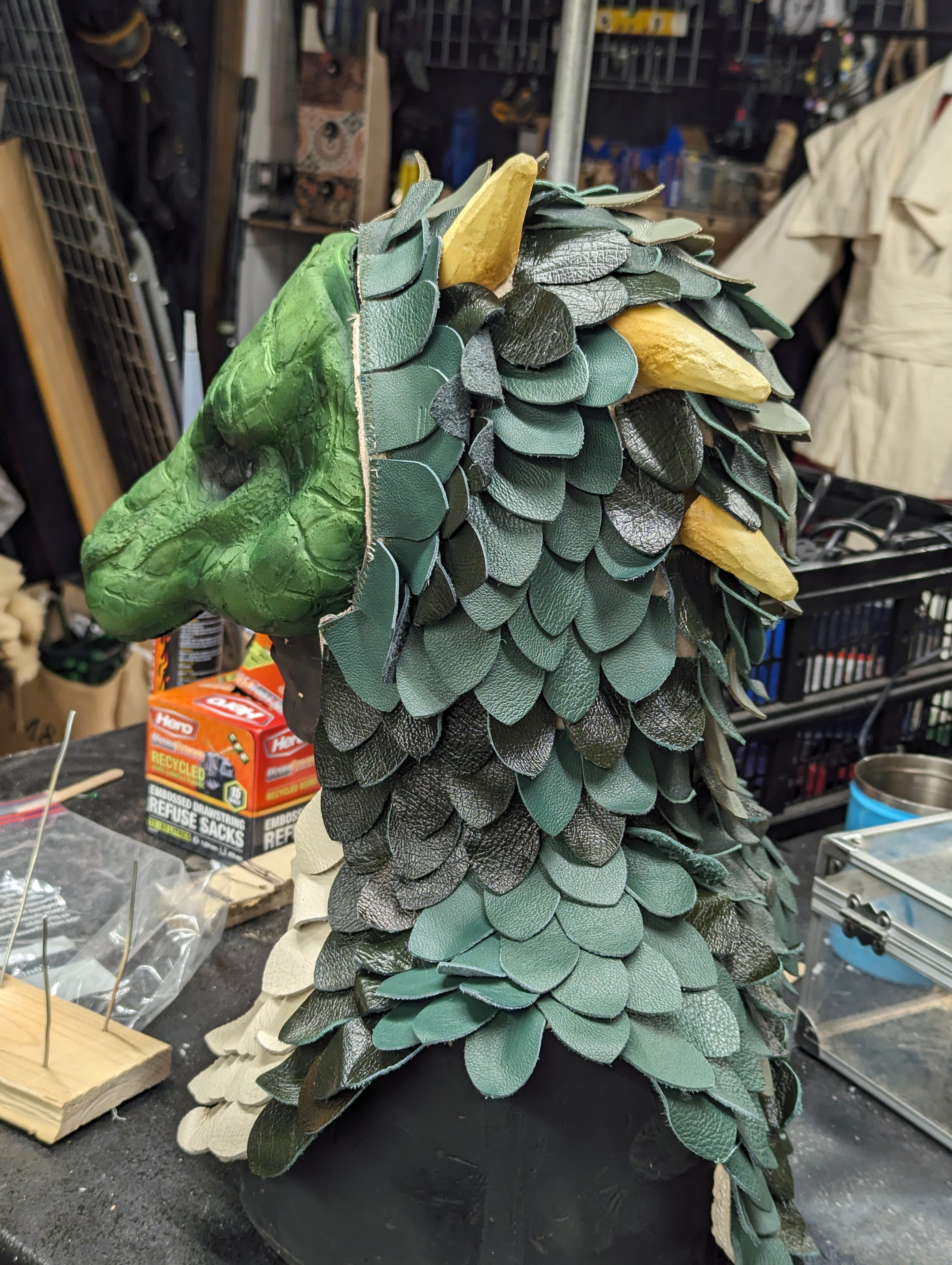 Custom painted LARP Scaled hooded mask – Runaway Workshop